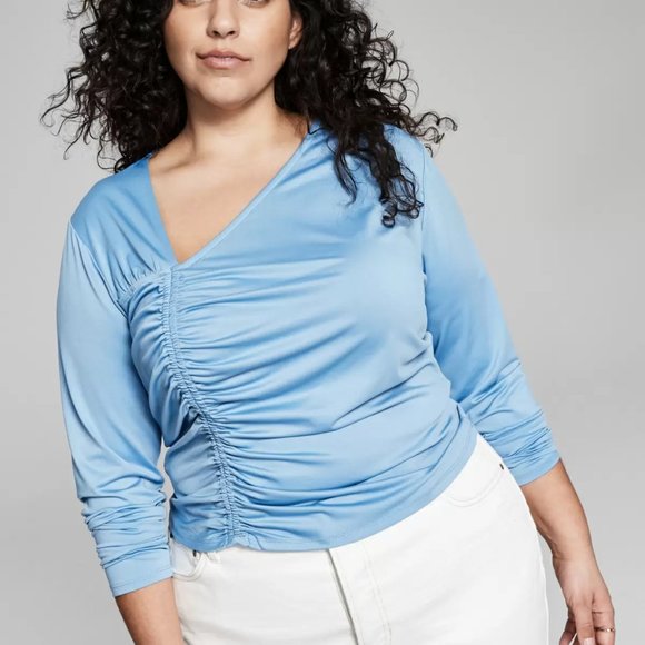 And Now This | Tops | And Now This Trendy Plus Size Asymmetrical Ruched ...